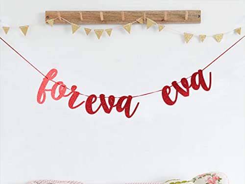 Foreva Eva Red Glitter Paper Banner, Wedding/Engagement/Valentine's Day Party Decor, Forever and Ever Banner