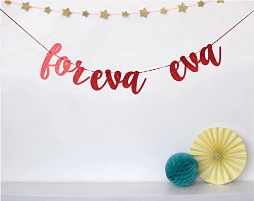 Foreva Eva Red Glitter Paper Banner, Wedding/Engagement/Valentine's Day Party Decor, Forever and Ever Banner