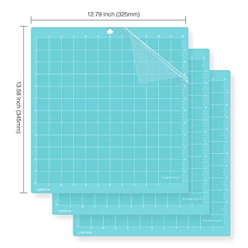 Funnycut Lightgrip Cutting Mat for Silhouette Cameo 4/3/2/1 (12x12 Inch, 3 Pack) Durable Adhesive Cutting Mat for Silhouette Cameo Accessories