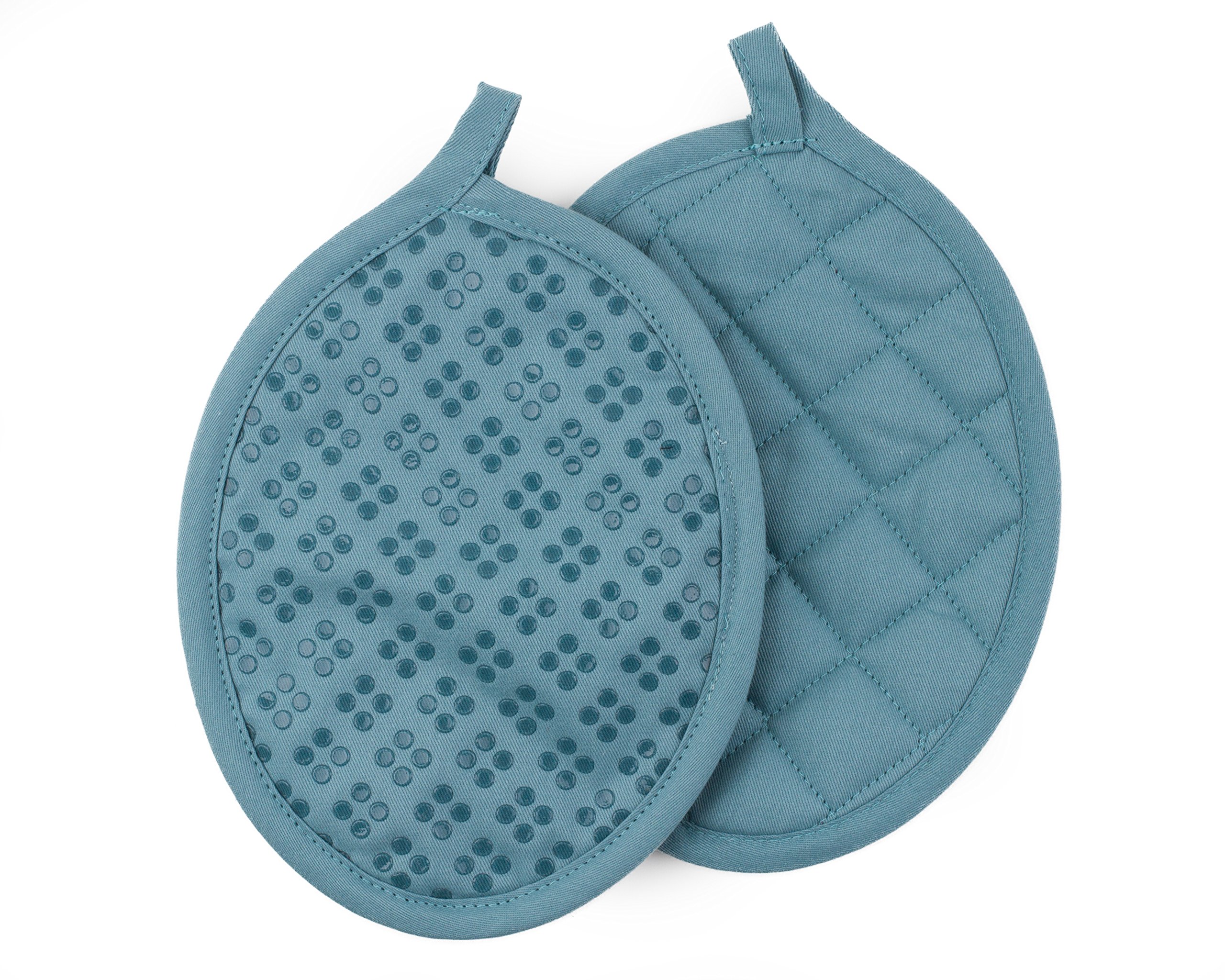 Kitchen Towels Dishcloths Oven Mitts and Pot Holders Set of 9, Oeko-Tex 100% Cotton Terry Dish Towels & Dish Cloths, Non-Slip Silicone, Blue