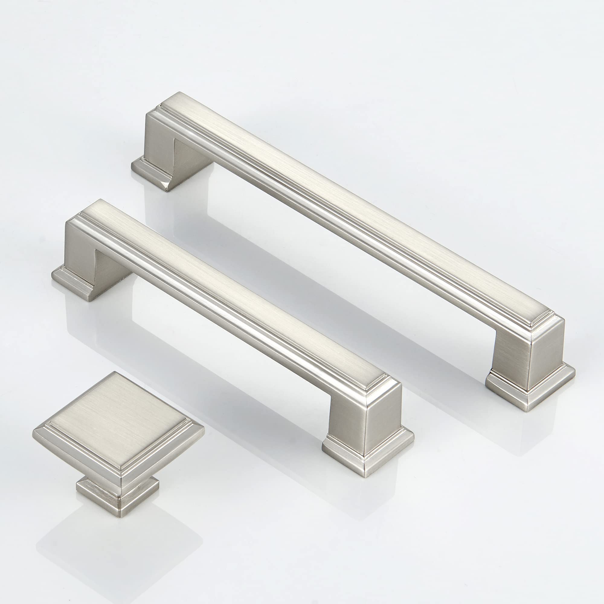 YCSJ Square Knobs for Cabinets - 10 Pack / 1.3 Inch, Satin Nickel Cabinet Knobs for Kitchen Cabinets and Drawers, Modern Dresser Knobs, Bathroom Drawer Knobs, Office Hardware for Cabinets