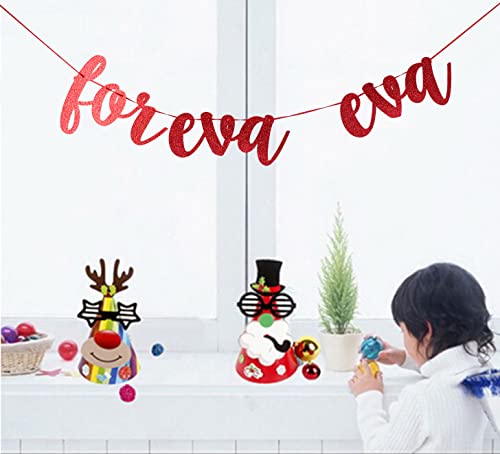Foreva Eva Red Glitter Paper Banner, Wedding/Engagement/Valentine's Day Party Decor, Forever and Ever Banner