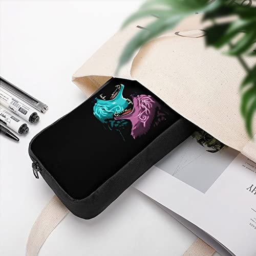 Blue Purple Thunder Wolf Pencil Case Pencil Pouch Coin Pouch Cosmetic Bag Office Stationery Organizer