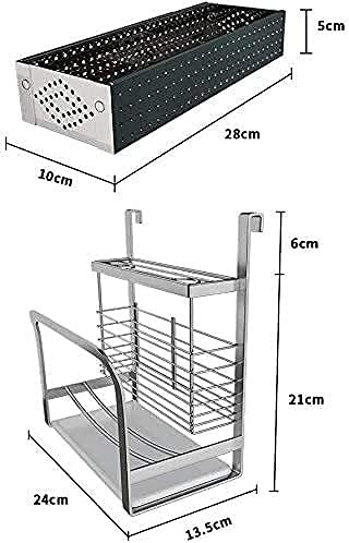 Plate Rack Dish Drainer Rack Stainless Steel with Knife Utensil Basket Removable Tray Large Space to Hold Dishes Bowls and Spoons Pan Plate Holder (Color : Silver, Size : 40.5x29x62cm)