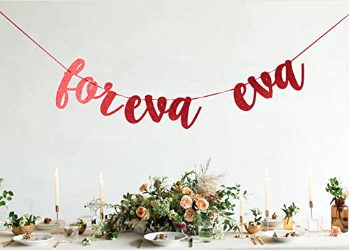 Foreva Eva Red Glitter Paper Banner, Wedding/Engagement/Valentine's Day Party Decor, Forever and Ever Banner