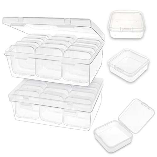 Bead Organizer, 24 Pack Mini Clear Plastic Organizer Storage Containers, Craft Storage Organizer for Diamond Painting Supplies, Jewelry Making, Parts - Clear