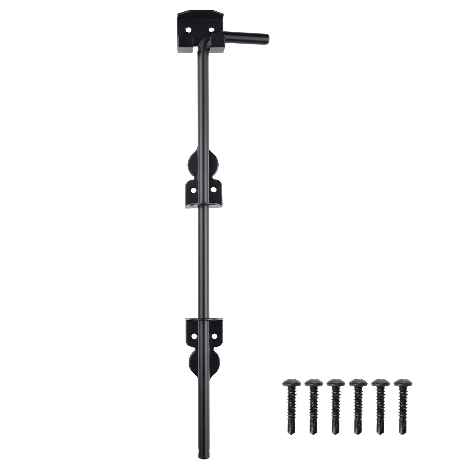 SANKINS 18" Cane Bolt Drop Rod Heavy Duty Gate Hardware Black Solid Steel Gate Ground Latch for Wood PVC Vinyl Metal Gates Fences Doors, Holding Gate to The Ground (1 Pack)