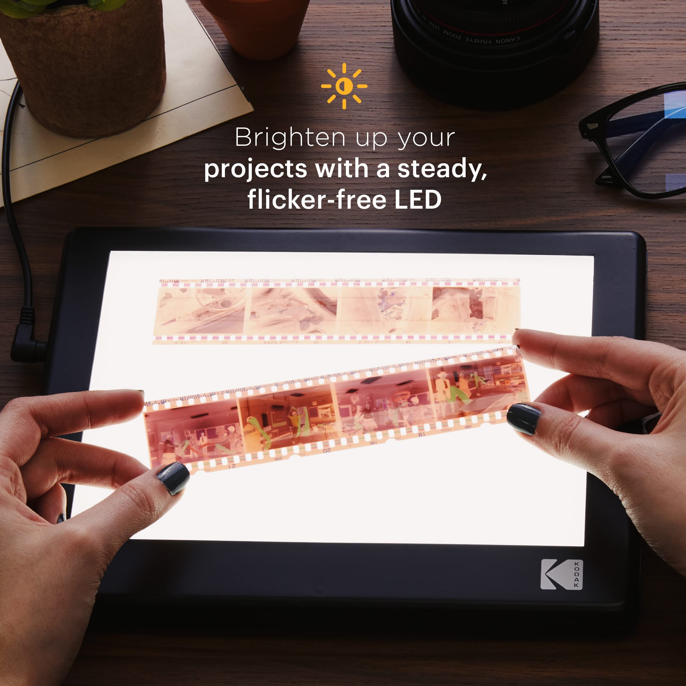 KODAK LED Light Box 5”x4” for Negatives, Slides & Films | Illuminated Board Panel for Viewing & Scanning Photos, Tattoo Drawing, Artist Sketching, Stenciling & More | Glare-Free, Battery & USB Powered