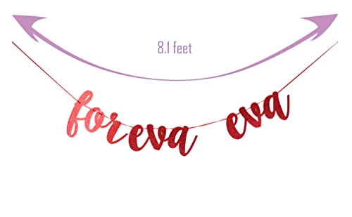 Foreva Eva Red Glitter Paper Banner, Wedding/Engagement/Valentine's Day Party Decor, Forever and Ever Banner