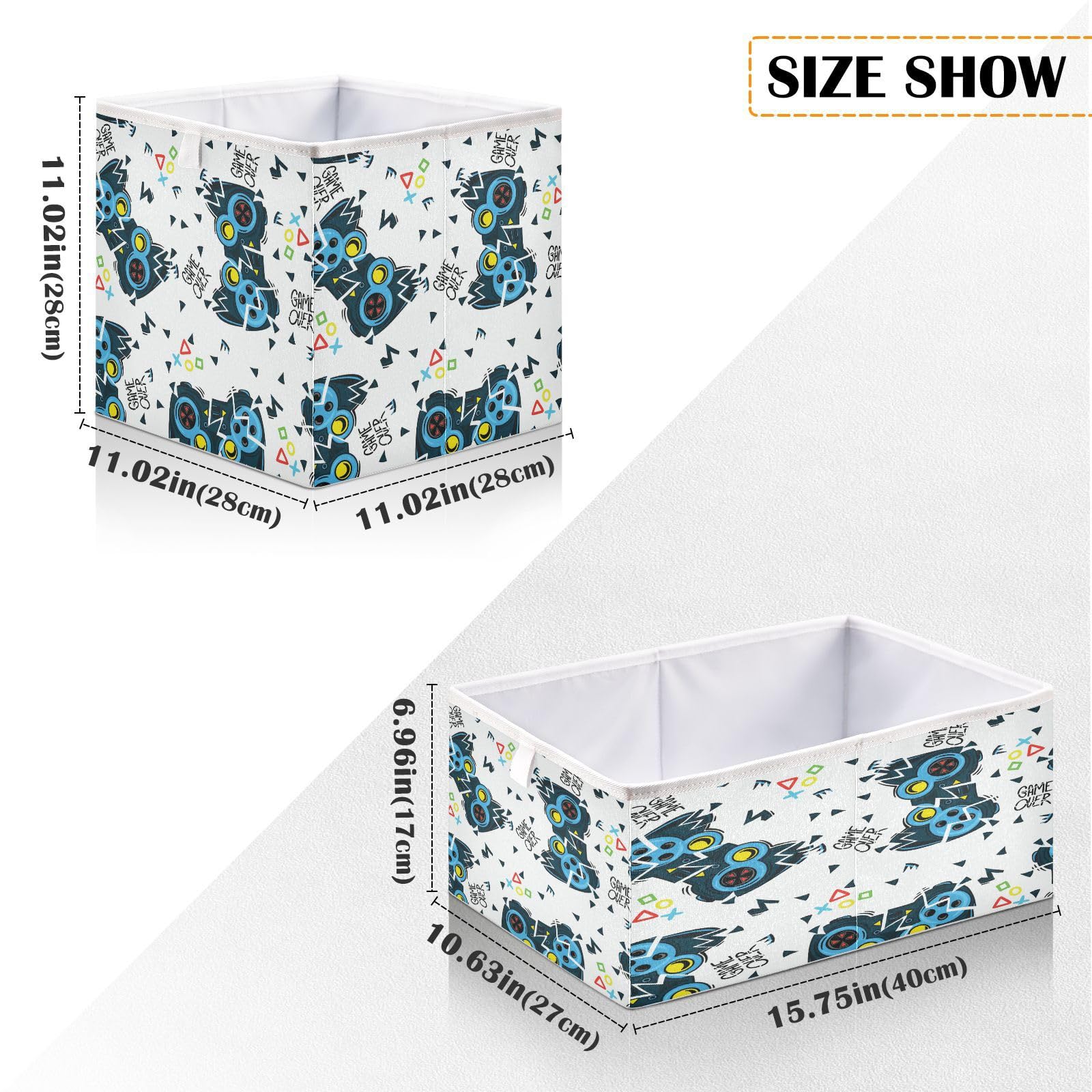 QUGRL Joystick Game over Storage Bins Organizer Gamepad Foldable Clothes Storage Basket Box for Shelves Closet Cabinet Office Dorm Bedroom 15.75 x 10.63 x 6.96 in