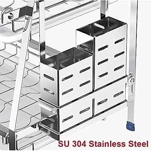 Plate Rack Dish Drainer Rack Kitchen Supplies Storage Draining with Chopsticks/Knives/Cutting Board Holder Drainboard Pan Plate Holder (Color : Silver, Size : 3-Tier)