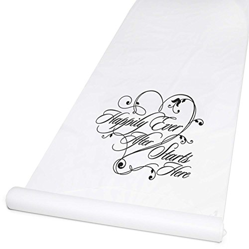 Hortense B. Hewitt Wedding Accessories Fabric Aisle Runner, 100-Feet Long, White Happily Ever After (30060)
