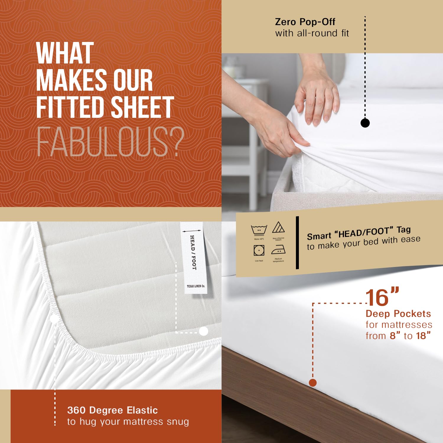 TEXAS LINEN CO. 100% Egyptian Cotton Sheets, 600 Thread Count 4 PC Queen Size Sheet Set, Soft, Cooling, High Thread Count Sateen, Extra Long Staple Luxury Bedding, 16 in Deep Pocket - Blush