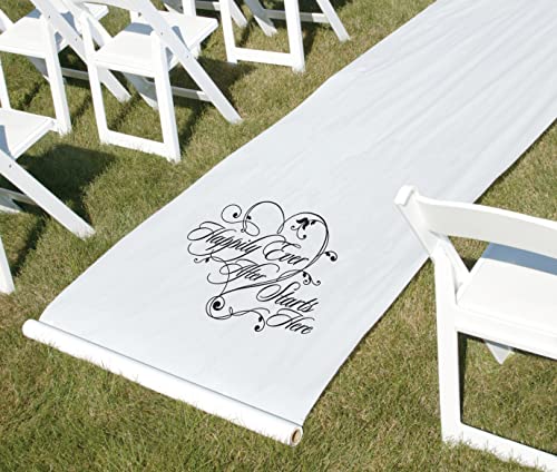 Hortense B. Hewitt Wedding Accessories Fabric Aisle Runner, 100-Feet Long, White Happily Ever After (30060)