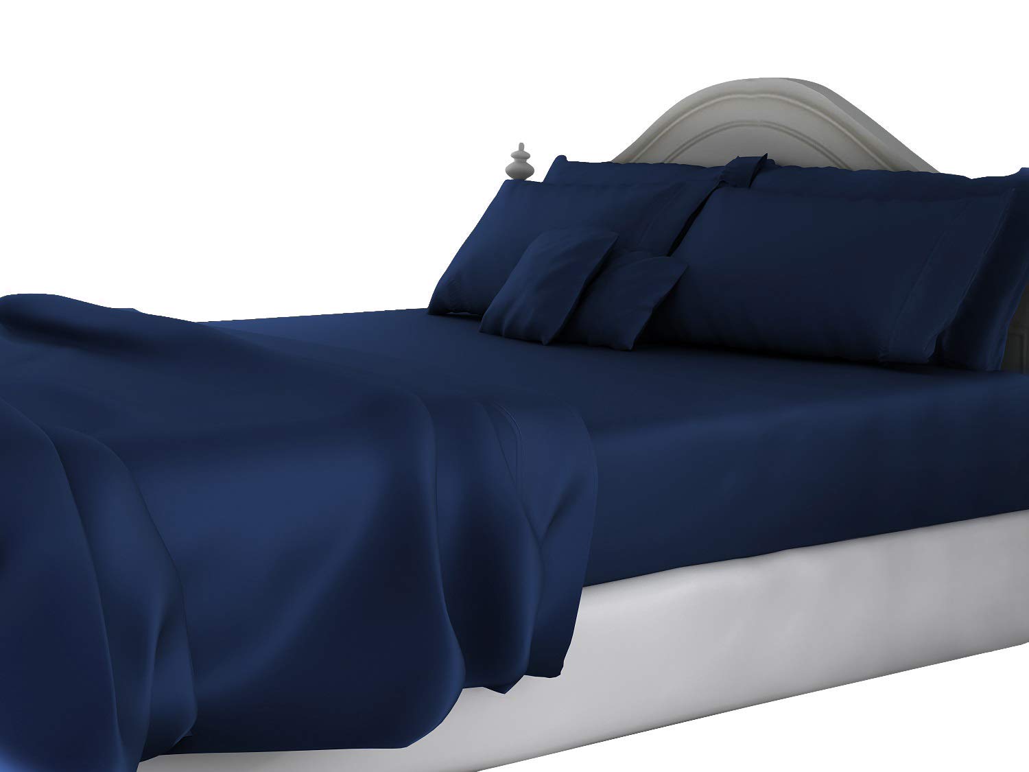 Cotton Sheets Set Navy Blue Solid Extra Long-staple Cotton 400 Thread Count Bedsheets, 72X80 Inch RV King Sheet set, Fits Mattress 16'' Deep Pocket Soft & Sateen Weave 4 Piece Sheets and Pillowcases