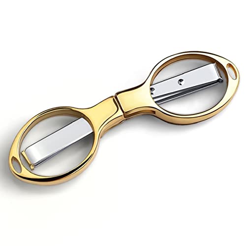 Folding scissors, travel scissors,small scissors,mini scissors,stainless steel telescopic cutter, paper cutting manual DIY scissors (gold)