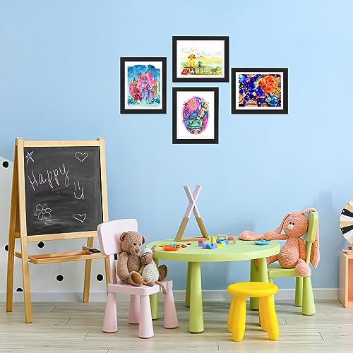 Fixwal Kids Art Frame, 8.5 x 11 Picture Frame for Kid Art Work Changeable, Front Opening Black Kids Artwork Display Frame, Real Glass, for Wall Hanging, Set of 1