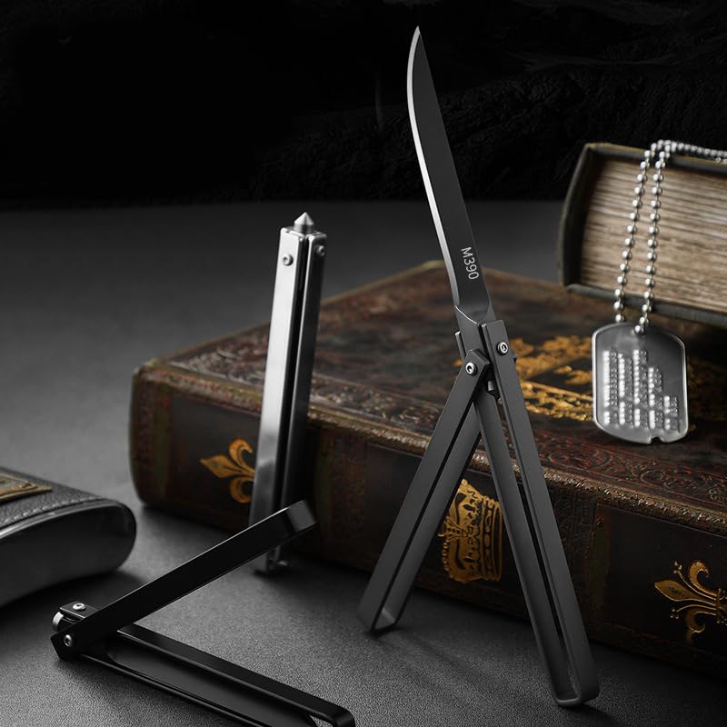 PAVCEING Outdoor knife folding knife broken window survival knife creative portable fruit knife men and women self-defense mini knife (Black)