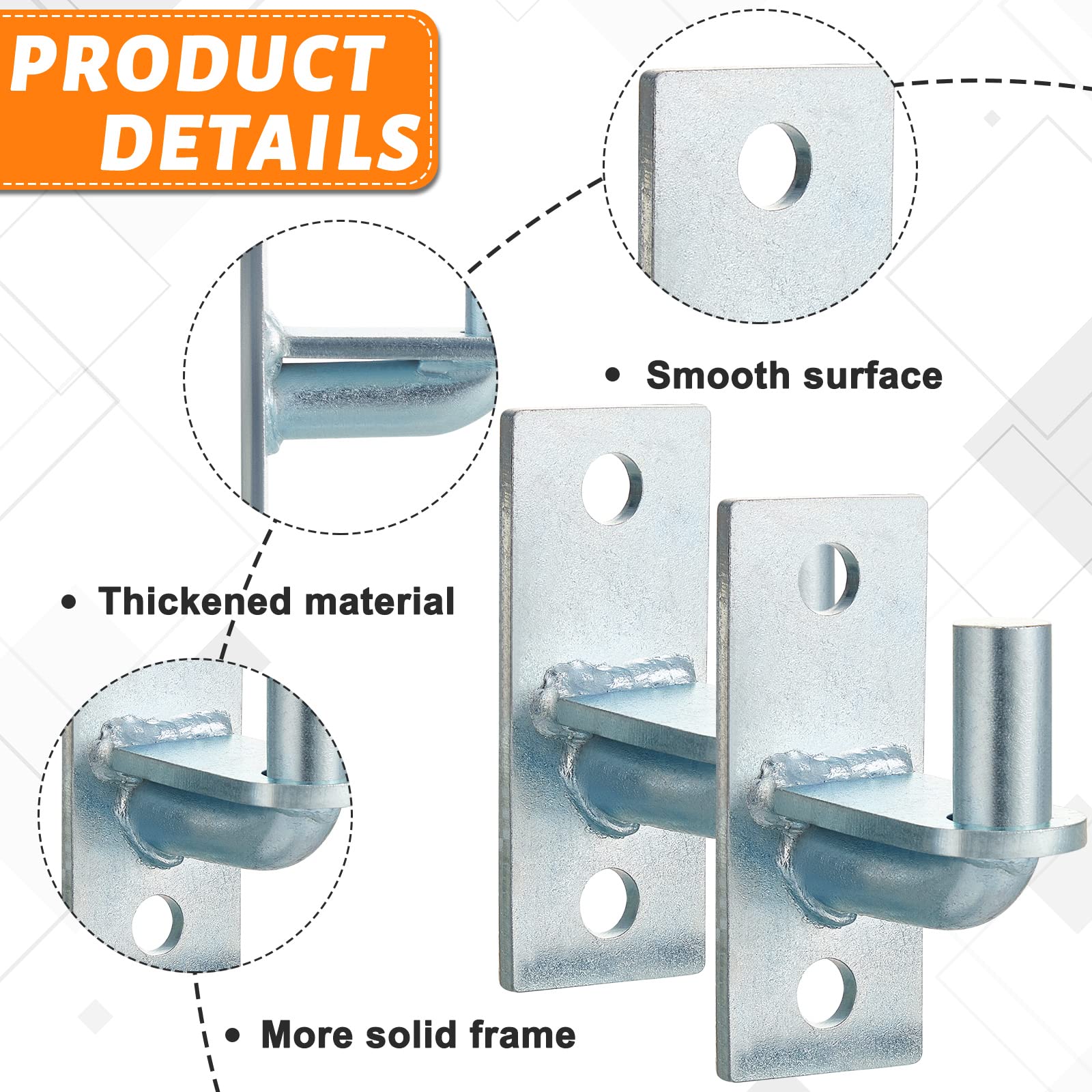 Dunzy Wall Mount Gate Hinges Wall Plate Hinges Heavy Duty Gate with 5/8 Hinge Pin Outdoor Chain Link Fence, Screws Not Included(4 Pcs)