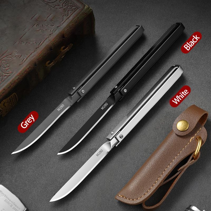 PAVCEING Outdoor knife folding knife broken window survival knife creative portable fruit knife men and women self-defense mini knife (Black)