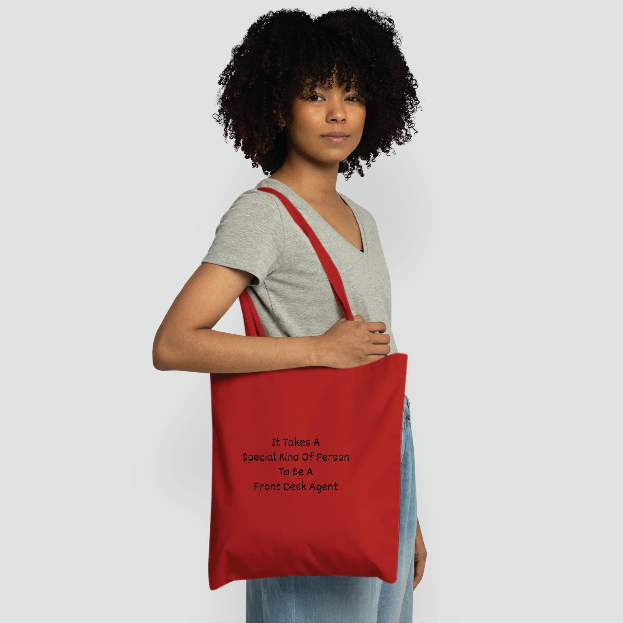 Special Person Gift for Front Desk Agent Receptionist Coworker Humor Natural White Multicolor Canvas Tote Bag