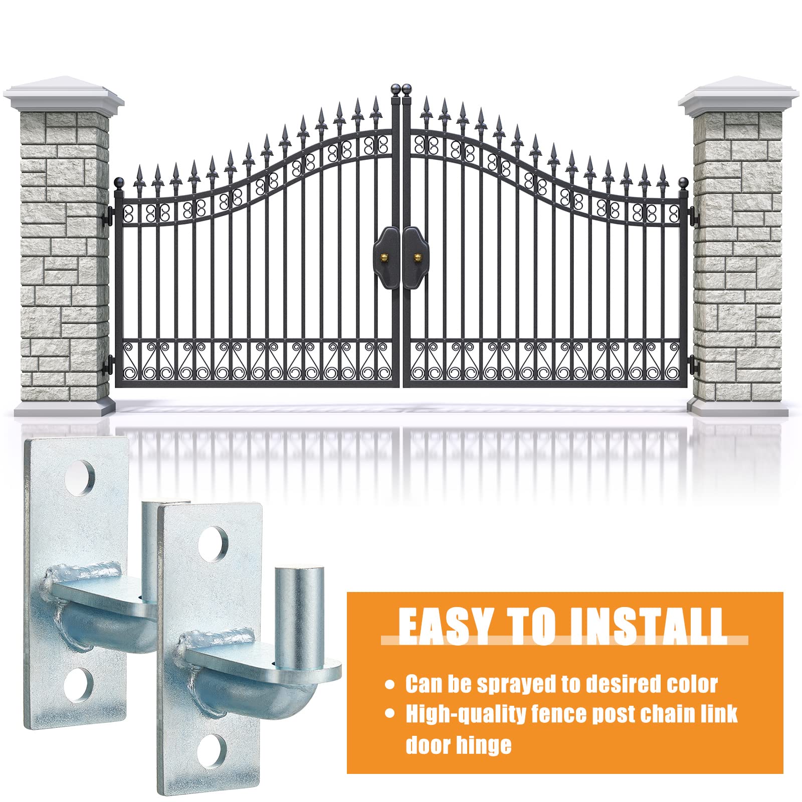 Dunzy Wall Mount Gate Hinges Wall Plate Hinges Heavy Duty Gate with 5/8 Hinge Pin Outdoor Chain Link Fence, Screws Not Included(4 Pcs)