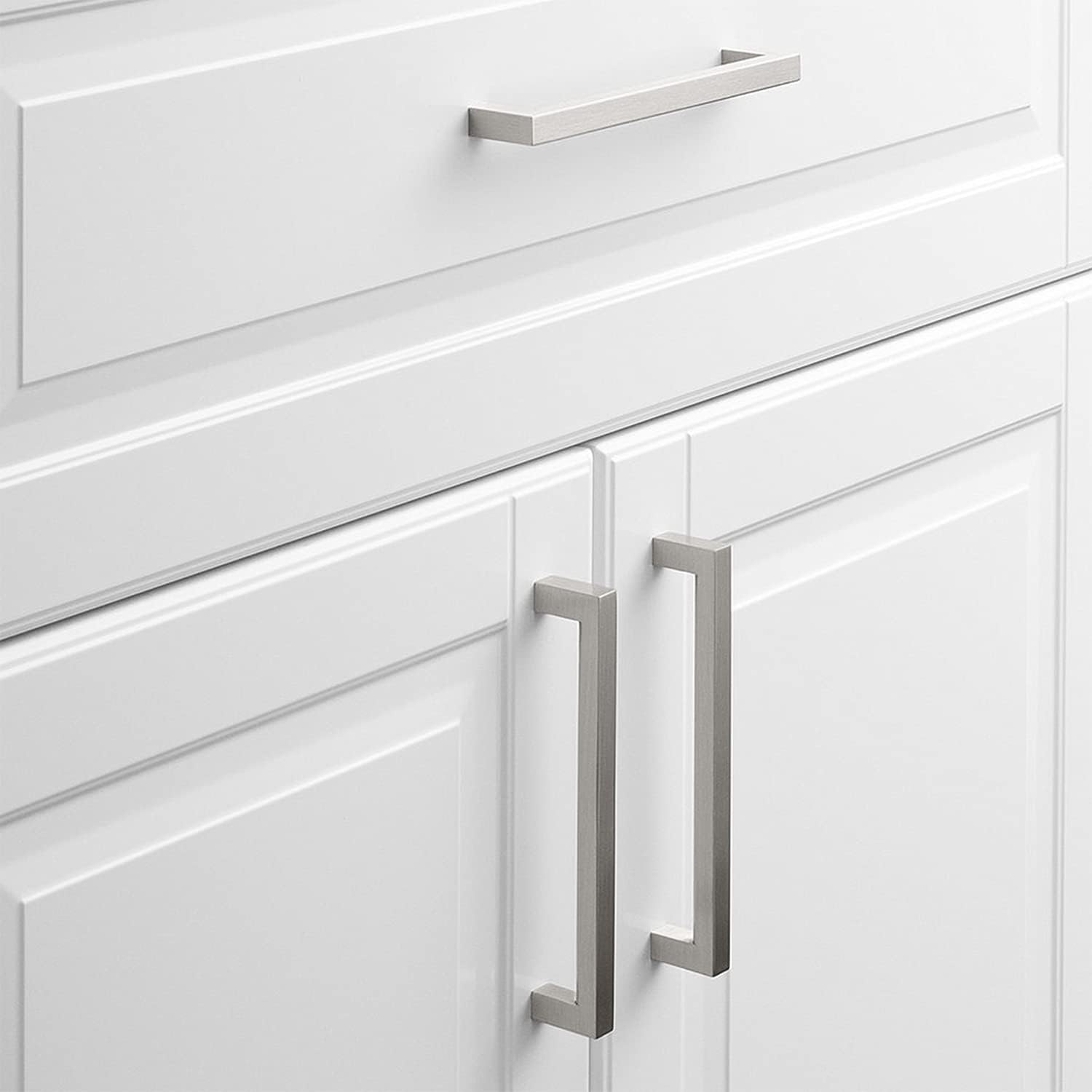 homdiy 10 Pack 5 Inch Brushed Nickel Cabinet Pulls Cabinet Handles Square Door Handles Modern Dresser Drawer Stainless Steel Hardware