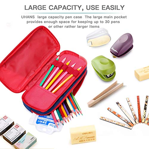 Large Capacity Pencil Case,Uhans Pencil Pouch with Double Zipper and 100% Polyester Sturdy Material,Pencil Box for Kids Can Be Multi Used in School and Office Makeup Bag