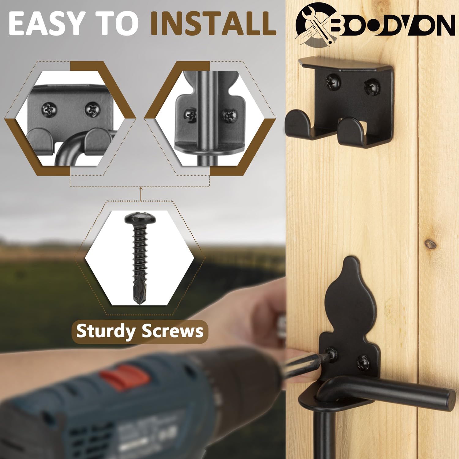 18 Inch Cane Bolt Gate Drop Rod Heavy Duty Gate Hardware, Gate Ground Latch for Wooden Fences, Metal Gates Doors Stopper for Gate Ground, Wrought Iron Gate Latches, Black Finish(1 Pack)