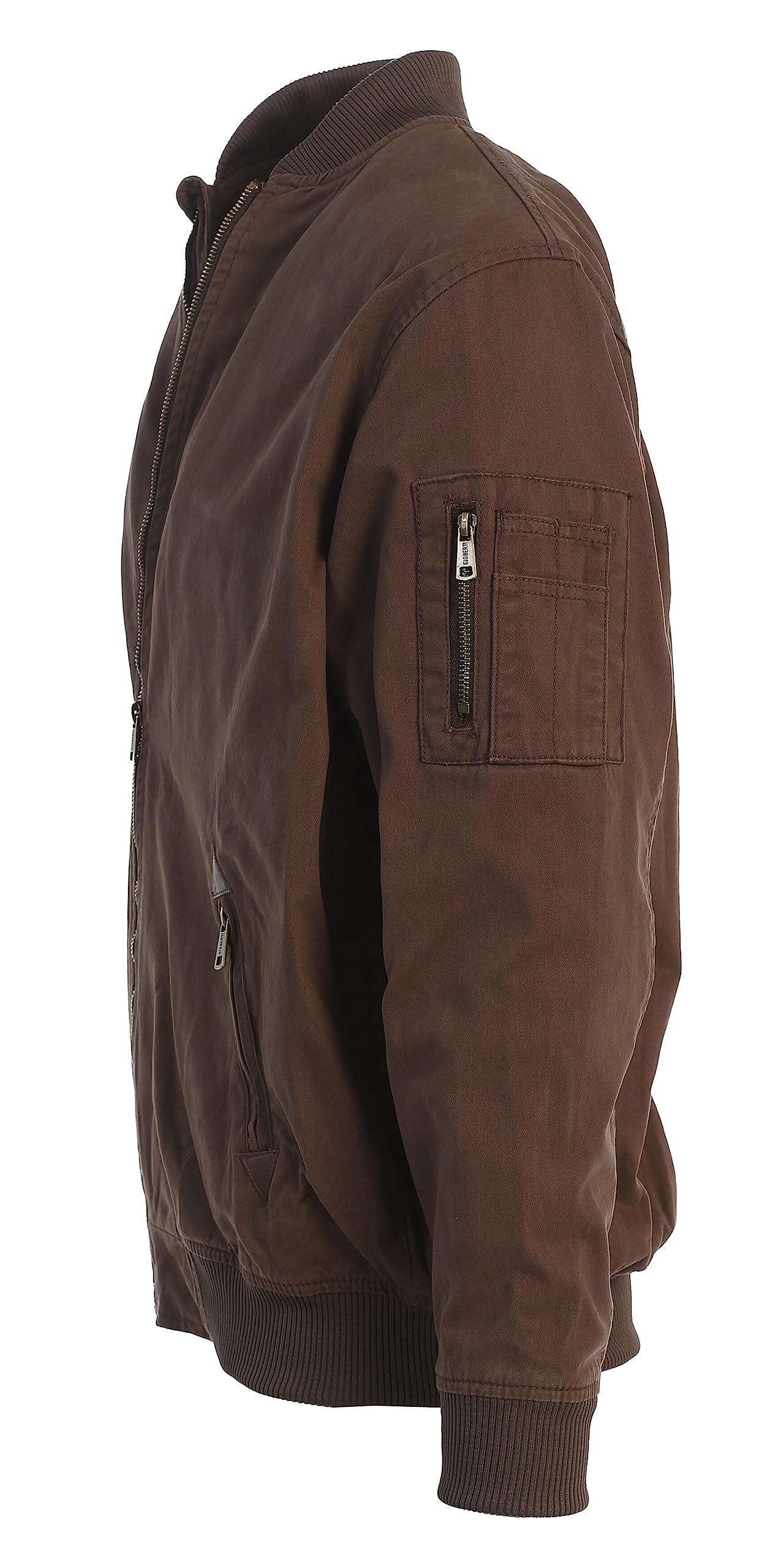 Gioberti Men's 100% Cotton Sportwear Full Zipper Twill Bomber Jacket, Brown, L