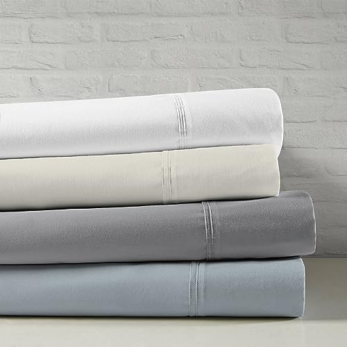 SUPREME ELEGANCE 600 Thread Count Cotton Rich White Snow King Size Sheets Set, Ultra Soft & Silky, Sateen Deep Pocket Sheets King - White (1 Flat, 1 Fitted Sheet & 2 Pillowcases)