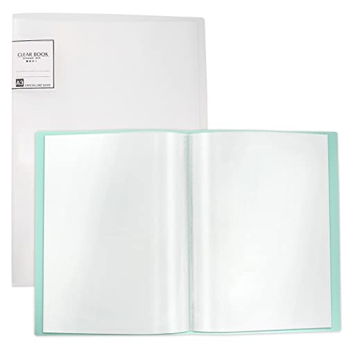 2 Pieces A3 30 Pags Diamond Painting Storage Presentation Book, Storage Presentation Book for Diamond Painting, Binder for Artist, Photo Album Refill Pag, Large Portfolio Folder (Green + White)