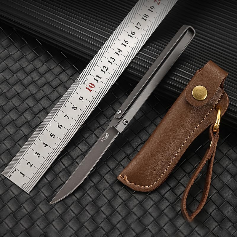 PAVCEING Outdoor knife folding knife broken window survival knife creative portable fruit knife men and women self-defense mini knife (Black)