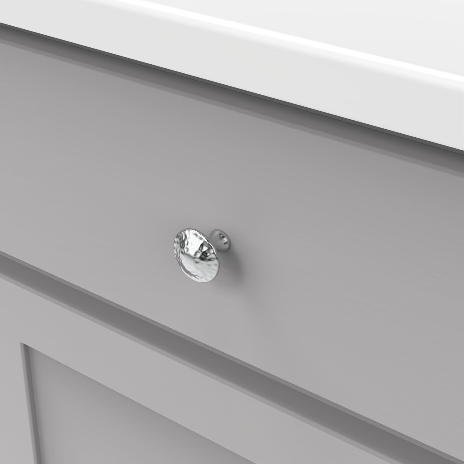 Hickory Hardware P2170-CH Craftsman Collection Round Hammered Knob, Chrome, 1-1/4 Inch Diameter