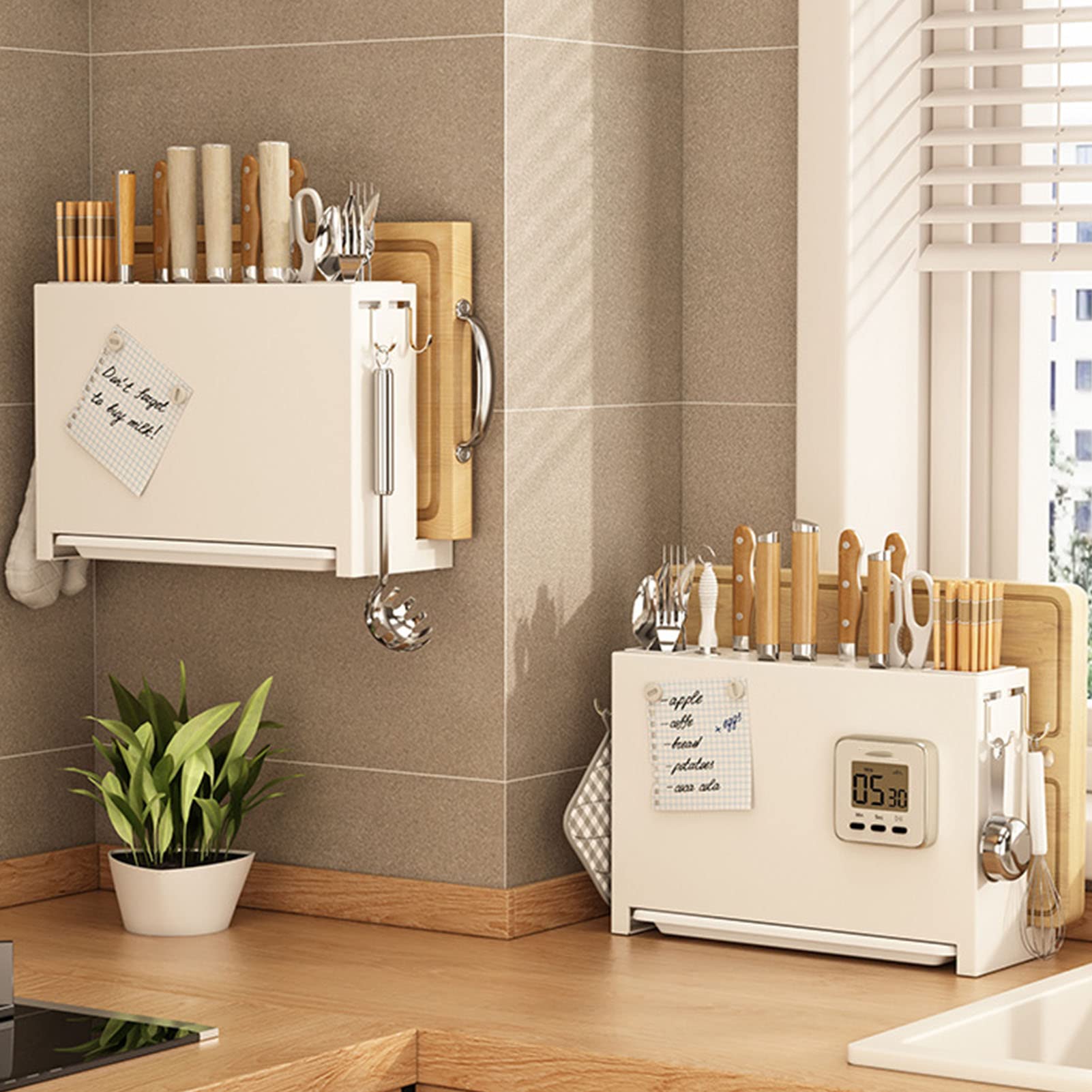 Knife Holder Knife Holder Kitchen Knife Drying Holder, Multifunction Kitchen Integrated Chopsticks Cutting Board Storage Rack Organizer White Fruit Knives, Kitchen Knives, Scissors, 13.2 X 5.2 X 9.1In