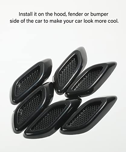 ESEWALAS 6PCS Car Side Vent Air Flow Decal,Universal Auto Air Flow Bumper Side Vent Decal,Car Exterior Decal Intake Grille Sticker,Car Decal Trim Decorative (Black)
