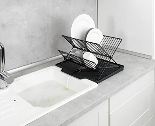 WENKO Nelia Dish Drying Mat with Drainer Black