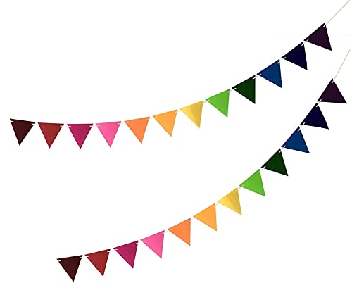 24pcs Assembled Rainbow Garland 2 Pack - Felt Flag Pennant Banner 20 ft - Multicolor Bunting Nursery/Wall Decor