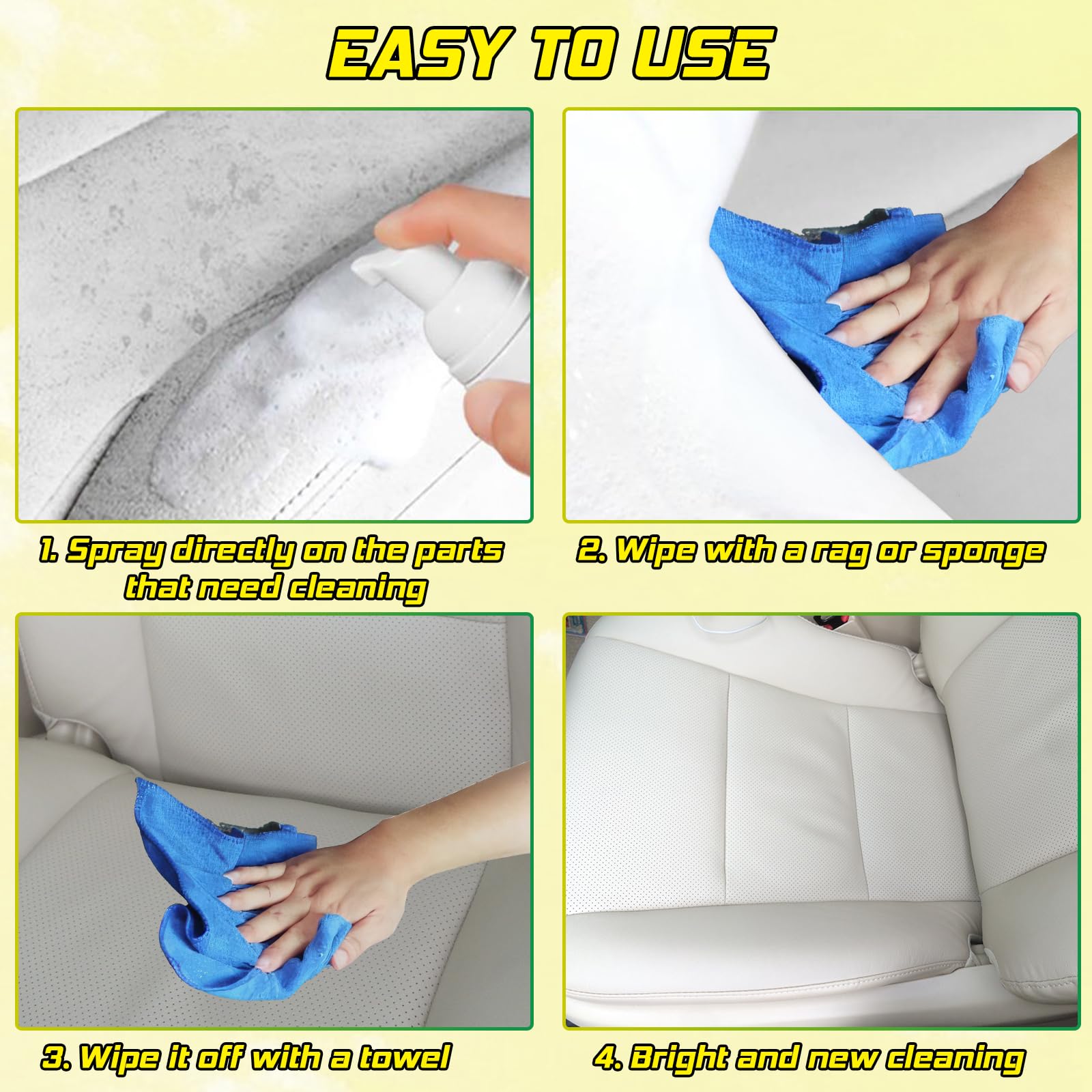 Foam Cleaner For Car, 2 Packs High Effective Foam All Purpose Cleaner, Enhanced Formula Car Magic Foam Cleaner For Car Interior, Multipurpose Foam Cleaner Spray For Carpet, Upholstery, Fabric Washing