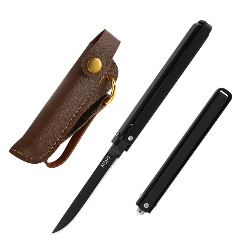 PAVCEING Outdoor knife folding knife broken window survival knife creative portable fruit knife men and women self-defense mini knife (Black)
