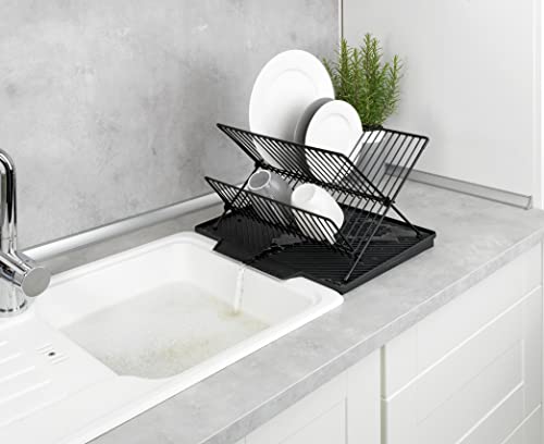 WENKO Nelia Dish Drying Mat with Drainer Black