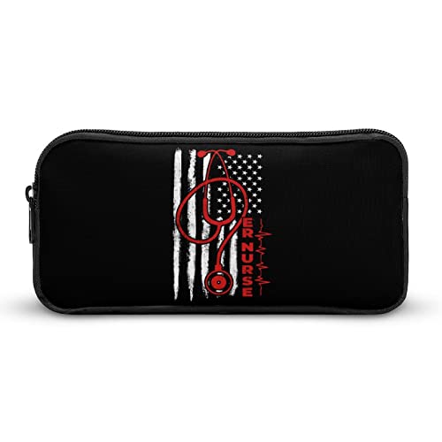 American Flag Nurse Pencil Case Pencil Pouch Coin Pouch Cosmetic Bag Office Stationery Organizer