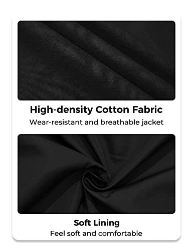 WenVen Men's Casual Canvas Cotton Lightweight Military Jacket (Black,M)