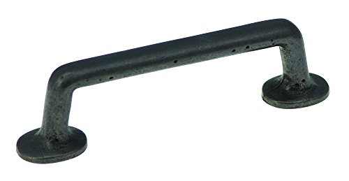 Hickory Hardware 1 Pack Solid Core Kitchen Cabinet Pulls, Luxury Cabinet Handles, Hardware for Doors & Dresser Drawers, 4 Inch Hole Center, Black Iron, Carbonite Collection
