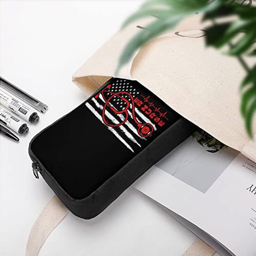 American Flag Nurse Pencil Case Pencil Pouch Coin Pouch Cosmetic Bag Office Stationery Organizer