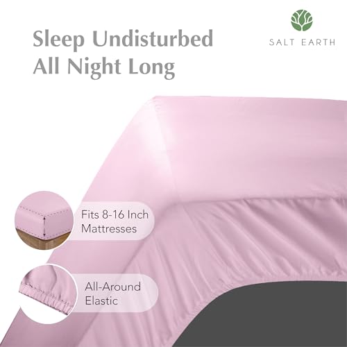Salt Earth Cotton Queen Size 4 Piece Sheet Set 100% Cotton with 16 Inch Deep Pockets Easy Fit Sateen Weave Sheets & Extra Soft Breathable & Comfortable 400 Thread Count (Royal Mist/Light Purple)