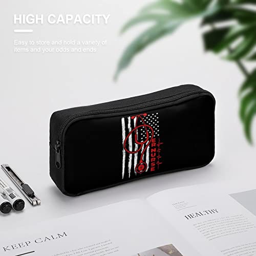 American Flag Nurse Pencil Case Pencil Pouch Coin Pouch Cosmetic Bag Office Stationery Organizer