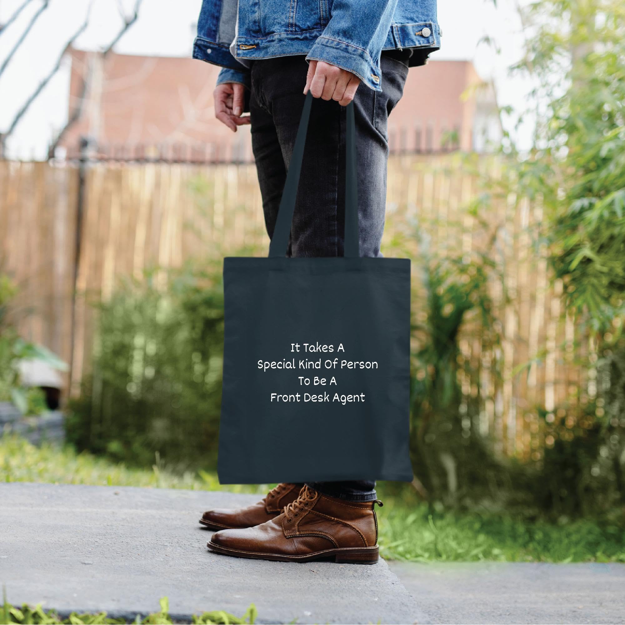 Special Person Gift for Front Desk Agent Receptionist Coworker Humor Navy Black Multicolor Canvas Tote Bag