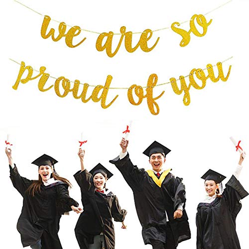 Glitter Graduation Banner Graduation Party Supplies We’re so Proud of You Glitter Burlap Sign Grad Garland Pennant Graduation Favors Decoration