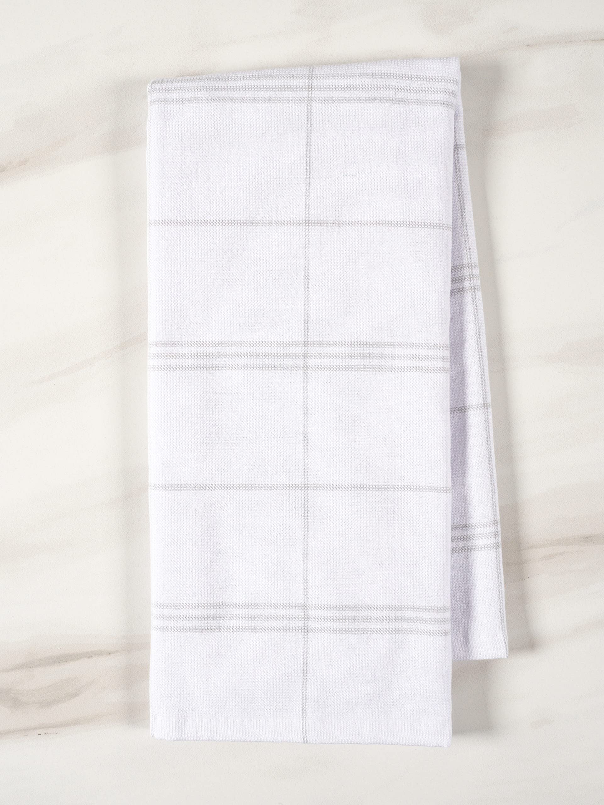 KAF Home Marseilles Reversible Terry Kitchen Towels - Set of 3-100% Cotton (Drizzle Gray)